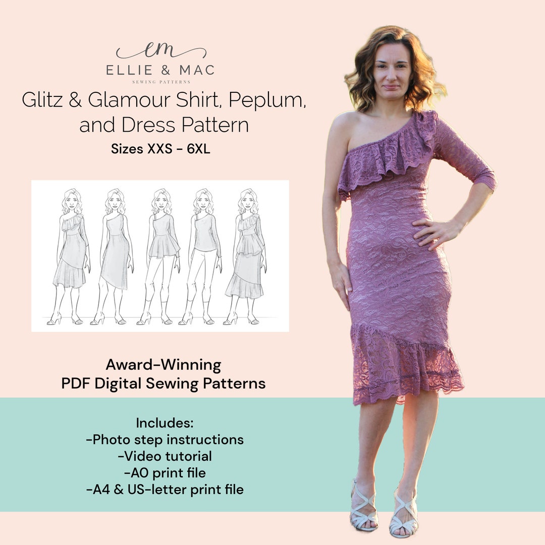 Asymmetrical Top + Dress Sewing Pattern - Peplum Pattern - PDF Sewing ...