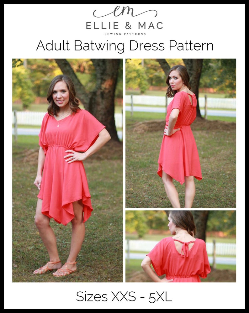 Batwing Tunic & Dress Sewing Pattern: Handkerchief Skirt (PDF Pattern ...