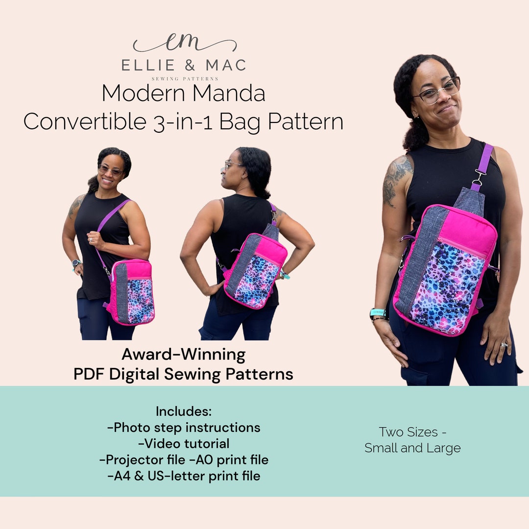 Convertible Sling Bag Sewing Pattern: Two Sizes (digital PDF) - Etsy