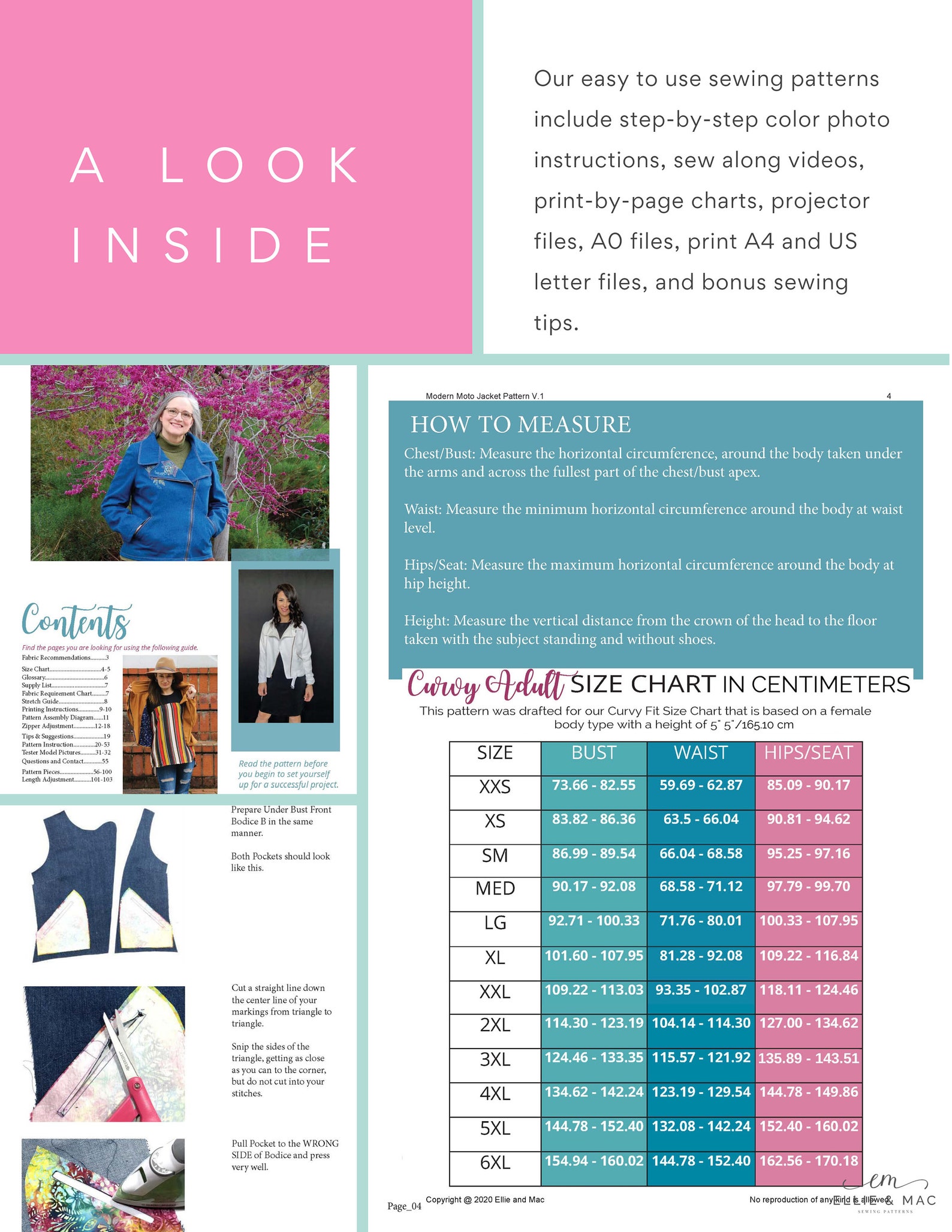 Modern Moto Jacket Sewing Pattern: XXS-5XL, Video Tutorial (PDF) - Etsy