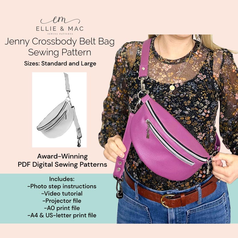 Crossbody Belt Bag Sewing Pattern: Two Sizes (digital PDF) - Etsy
