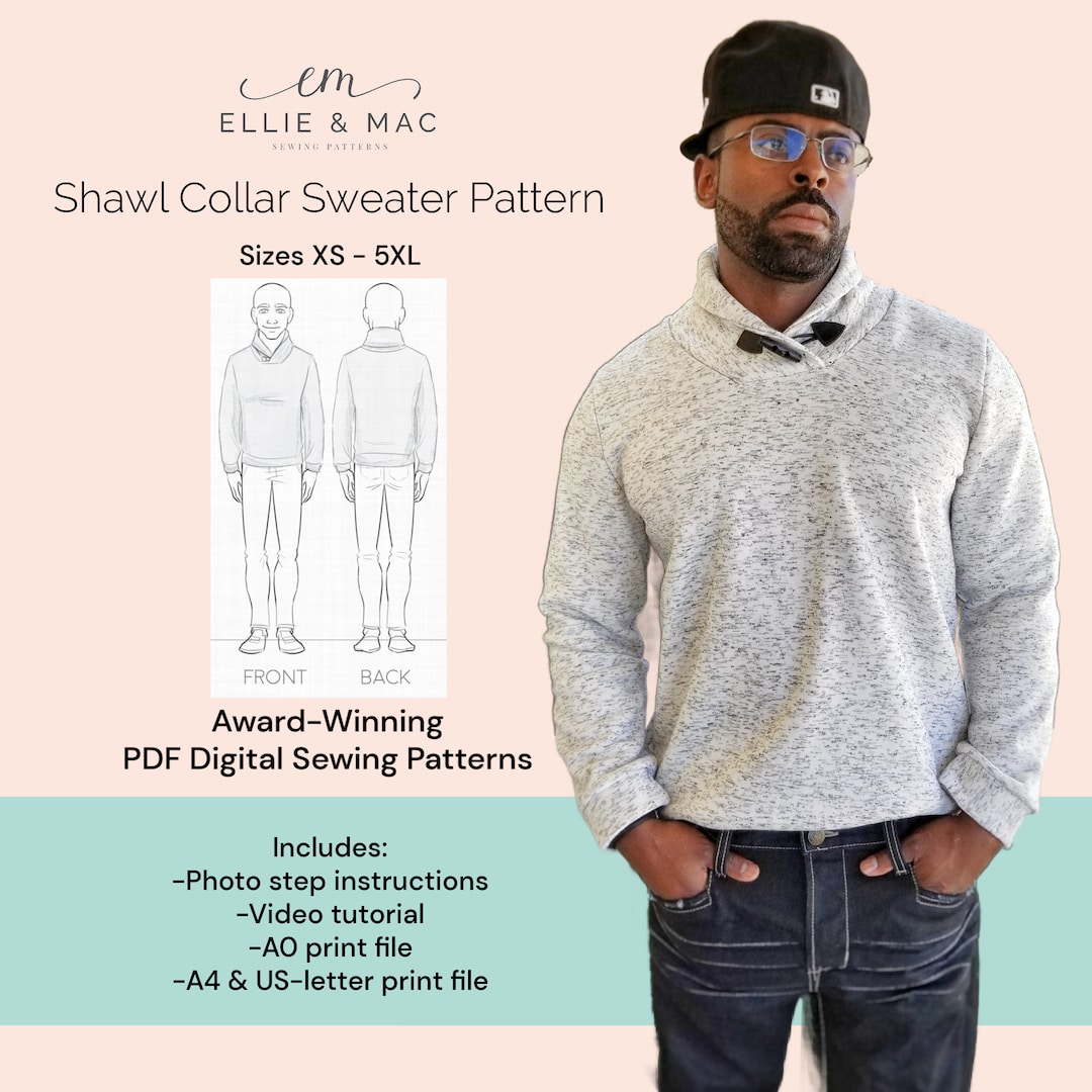 Shawl Collar Pullover Sweater Pattern: Beginner Sewing (PDF Pattern) - Etsy
