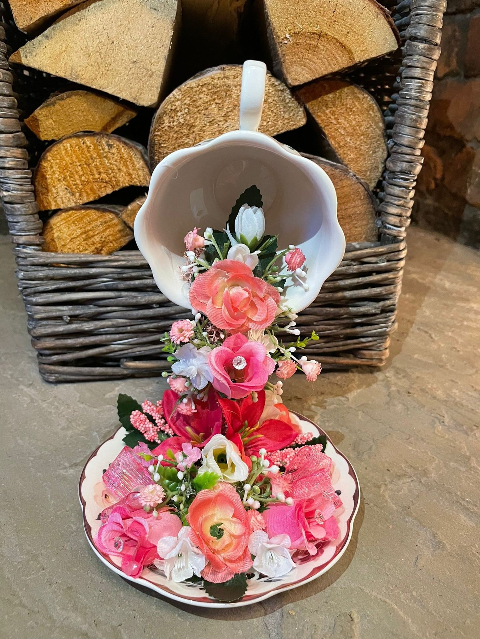 Afternoon Tea, Floating Floral Teacup, Artificial Flower Arrangement ...