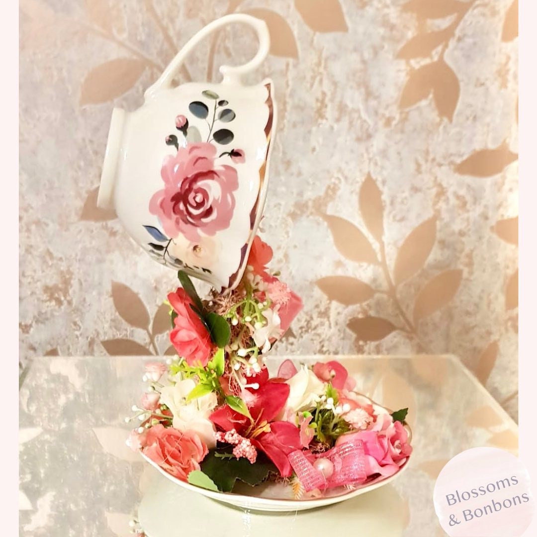 Afternoon Tea, Floating Floral Teacup, Artificial Flower Arrangement ...