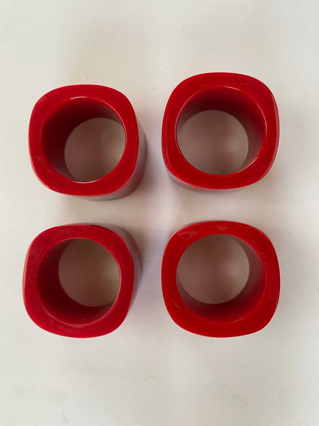 Vintage MCM Acrylic Red Napkin Rings - Etsy
