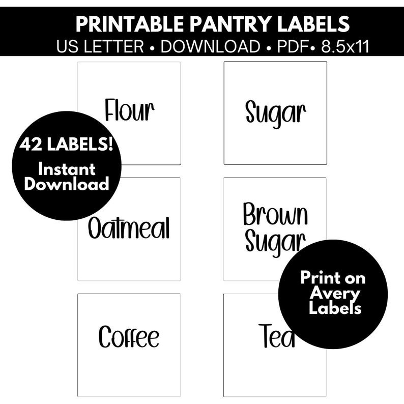 Custom Pantry Labels, EDITABLE Pantry Label, Printable Pantry Stickers ...