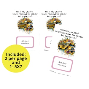 Bus Driver Thank You Gift Card Holder, School Bus Driver Printable ...