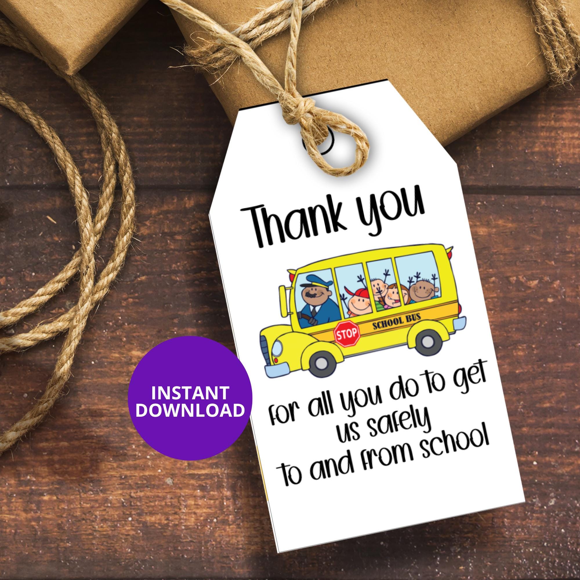 Bus Driver Gift Tags, End of School Year Gift, School Bus Driver ...