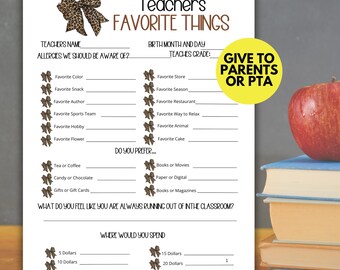 Teacher Favorite Things Survey - Etsy