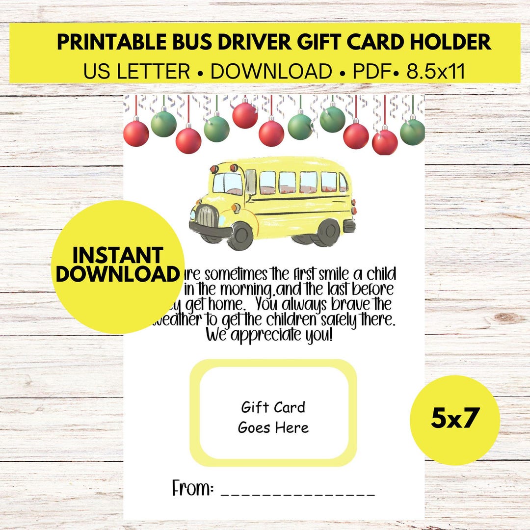 Bus Driver Appreciation Gift, Bus Driver Thank You Card, Bus Driver ...