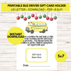 Bus Driver Appreciation Gift, Bus Driver Thank You Card, Bus Driver ...