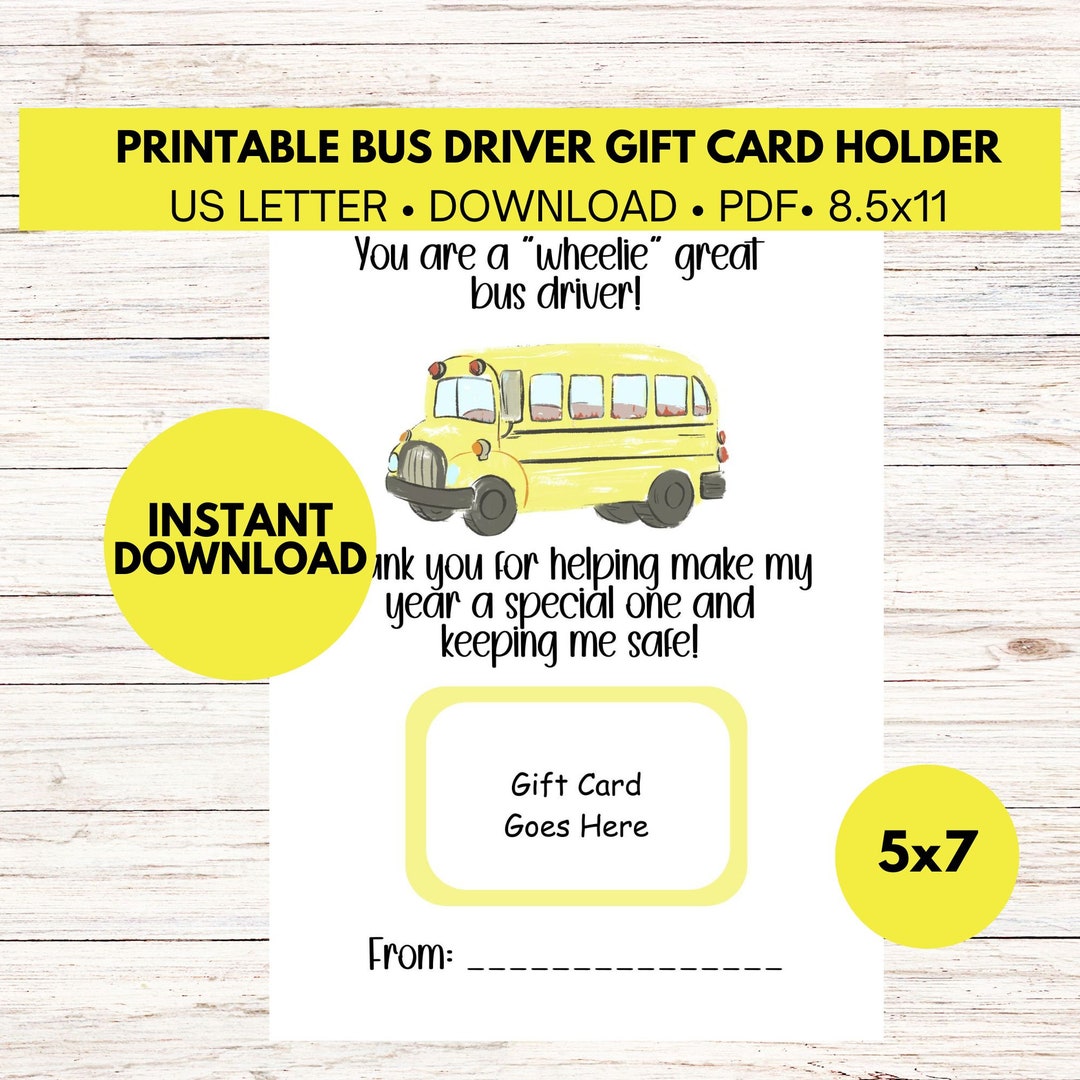 Bus Driver Appreciation, Bus Driver Gift Card Holder, End of School ...