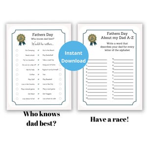 Fathers Day Games Bundle, Fathers Day Printable Activity, All About My ...