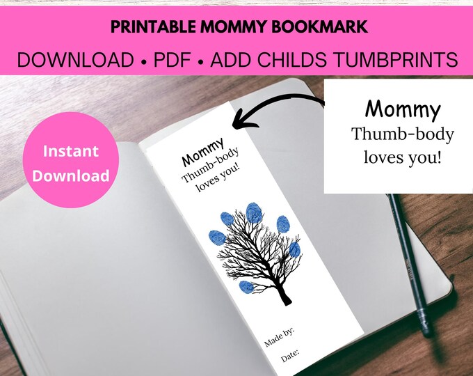 Mother's Day Printable Bookmark, Kids Fingerprint Art for Mothers Day ...