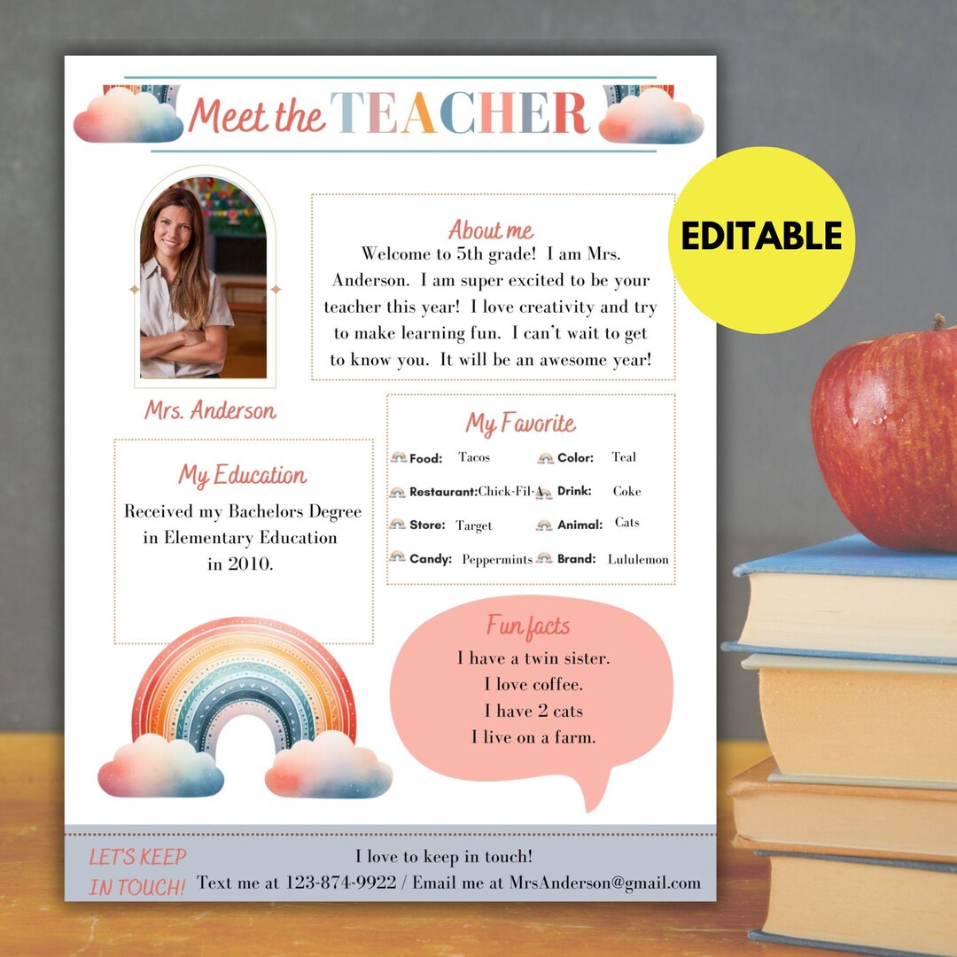 Get to Know Your Teacher, Editable Meet the Teacher Template, Printable ...