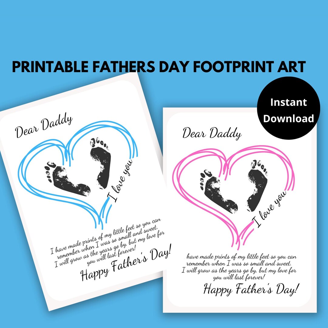 Footprint Art for Fathers Day, Printable Footprint Art, Footprint Craft ...