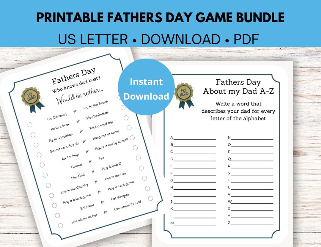 Fathers Day Games Bundle, Fathers Day Printable This or That, All About ...