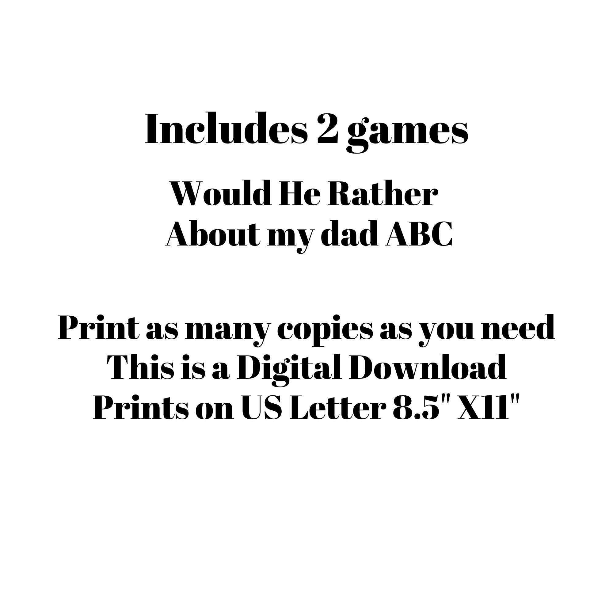Fathers Day Games Bundle, Fathers Day Printable Activity, All About My ...