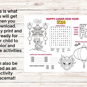 Chinese New Year 2024, Chinese New Year Activity Placemat, Chinese ...