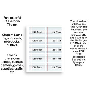 Name Labels for School, Editable School Name Stickers, Name Tag ...