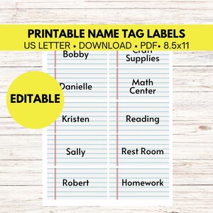 Name Labels for School, Editable School Name Stickers, Name Tag ...