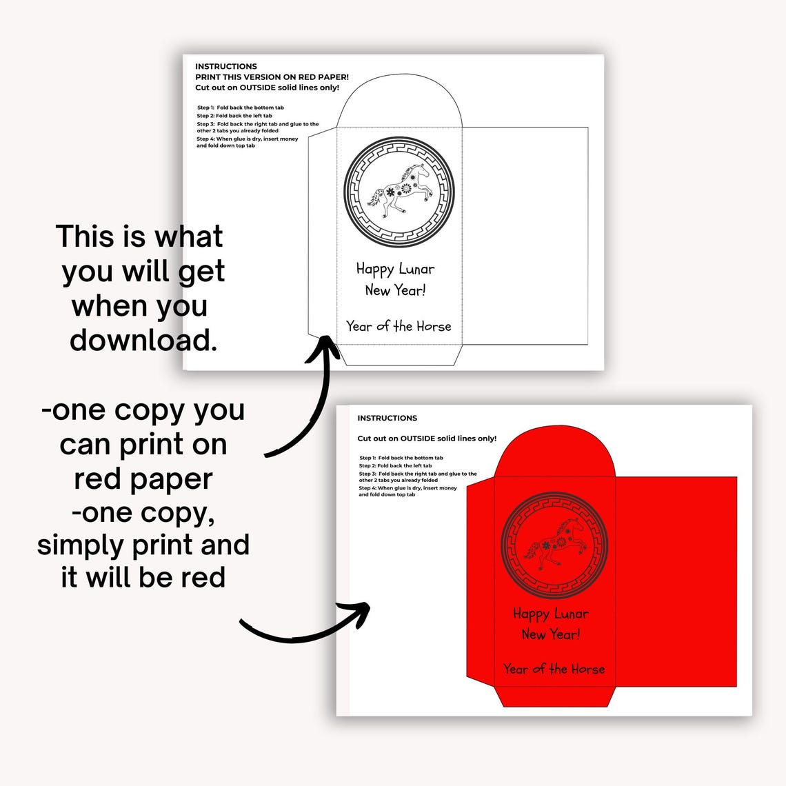 Lunar New Year Red Envelope for Year of the Horse Lucky Money Envelope ...