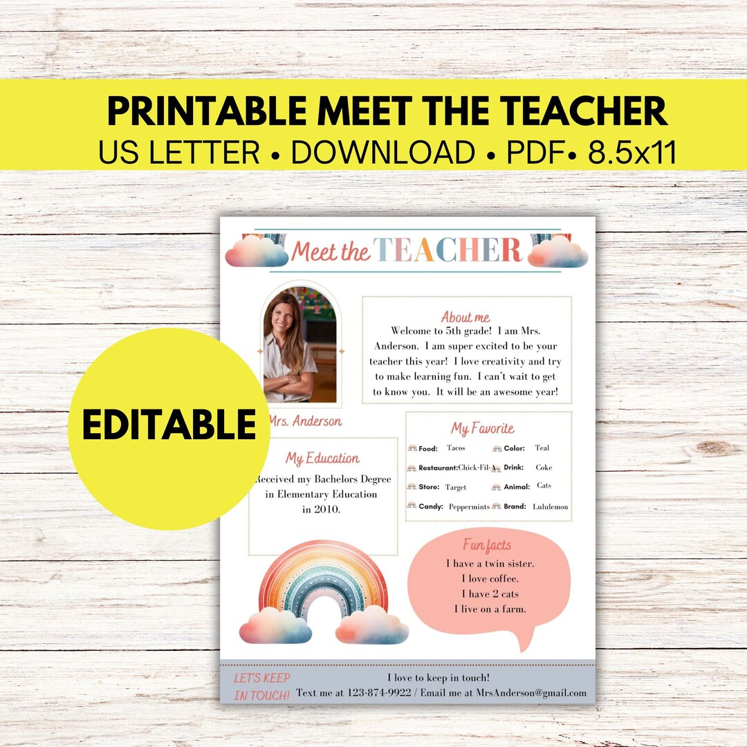 Editable Meet the Teacher Template, Back to School Flyer, All About My ...
