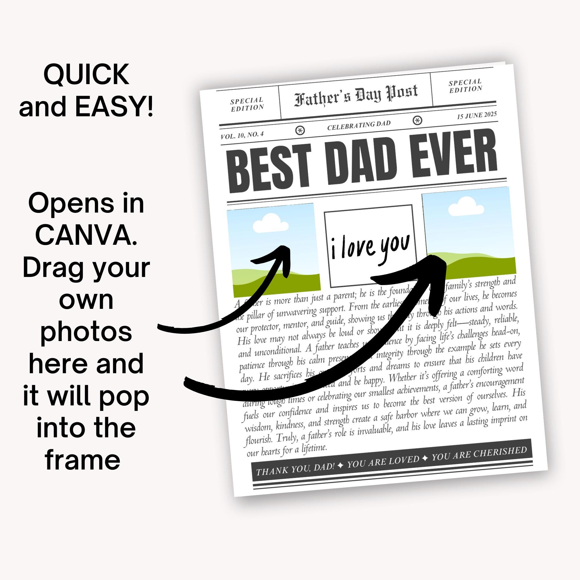Fathers Day Printable, Fathers Day Newspaper Template, Personalized ...