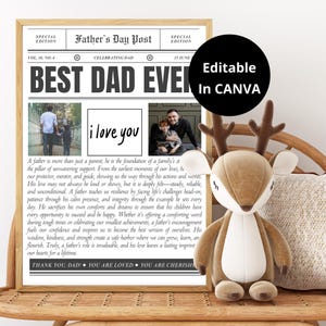 Fathers Day Printable, Fathers Day Newspaper Template, Personalized ...