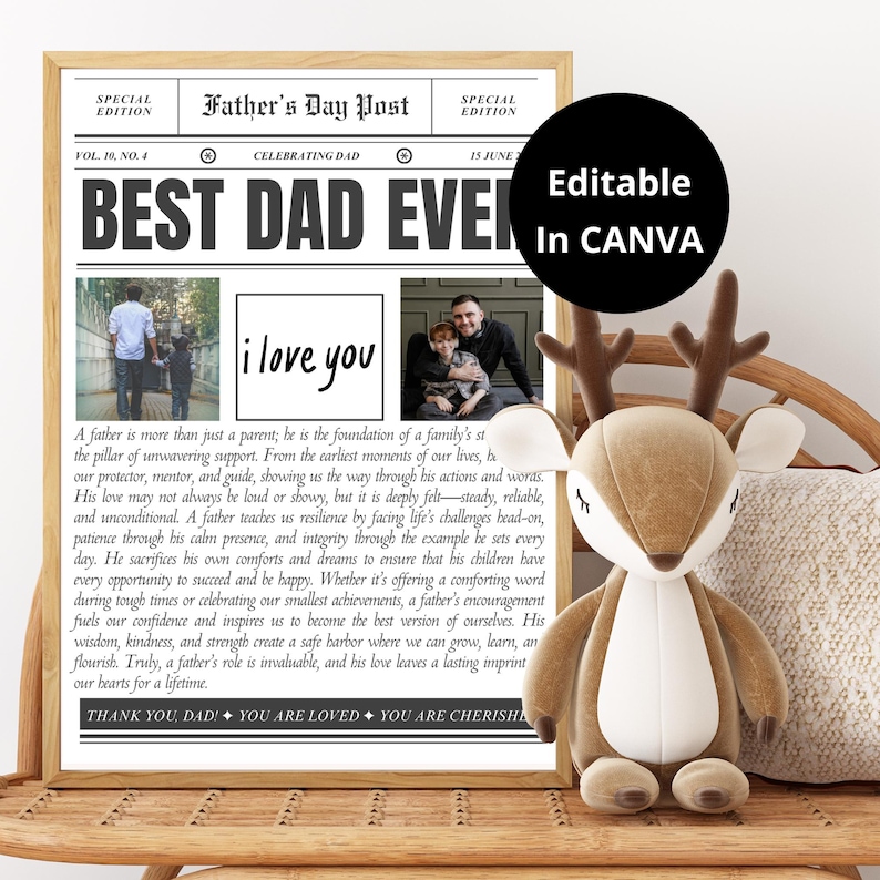 Fathers Day Printable, Fathers Day Newspaper Template, Personalized ...