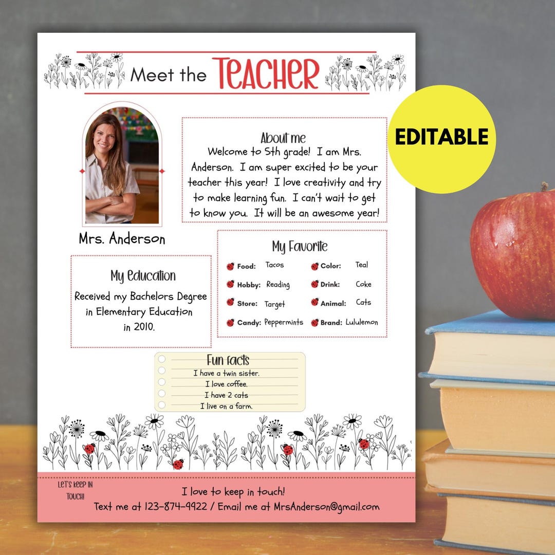 Get to Know Your Teachers, Meet the Teacher Canva Template, All About ...