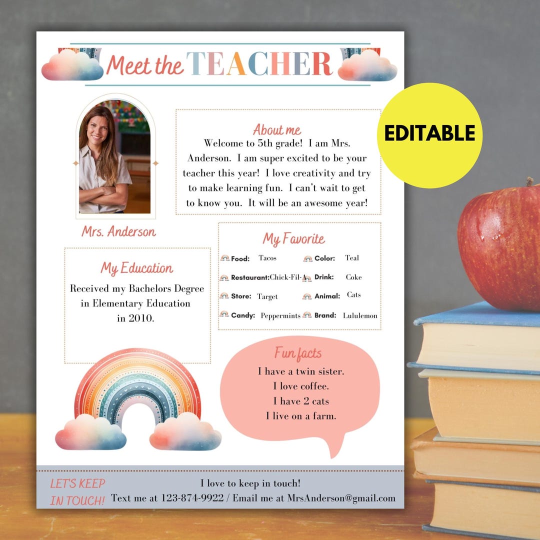 Get to Know Your Teachers, Meet the Teacher Canva Template, All About ...