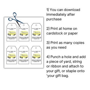 Bus Driver Thank You Card, Bus Driver Appreciation Gift Tags, School ...