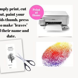 Fingerprint Tree Bookmark for Daddy, Printable Fathers Day Gift, DIY ...