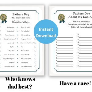 Fathers Day Games Bundle, Fathers Day Printable This or That, All About ...