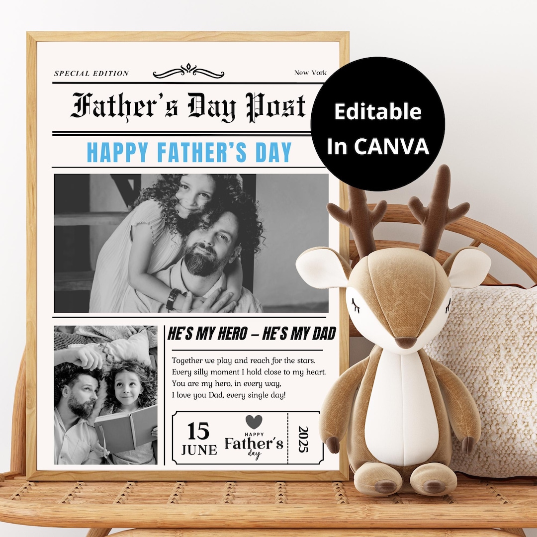 First Fathers Day, Fathers Day Newspaper Template, Personalized Fathers ...