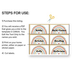 Editable Name Tags for Classroom, Printable Labels for School, Boho ...