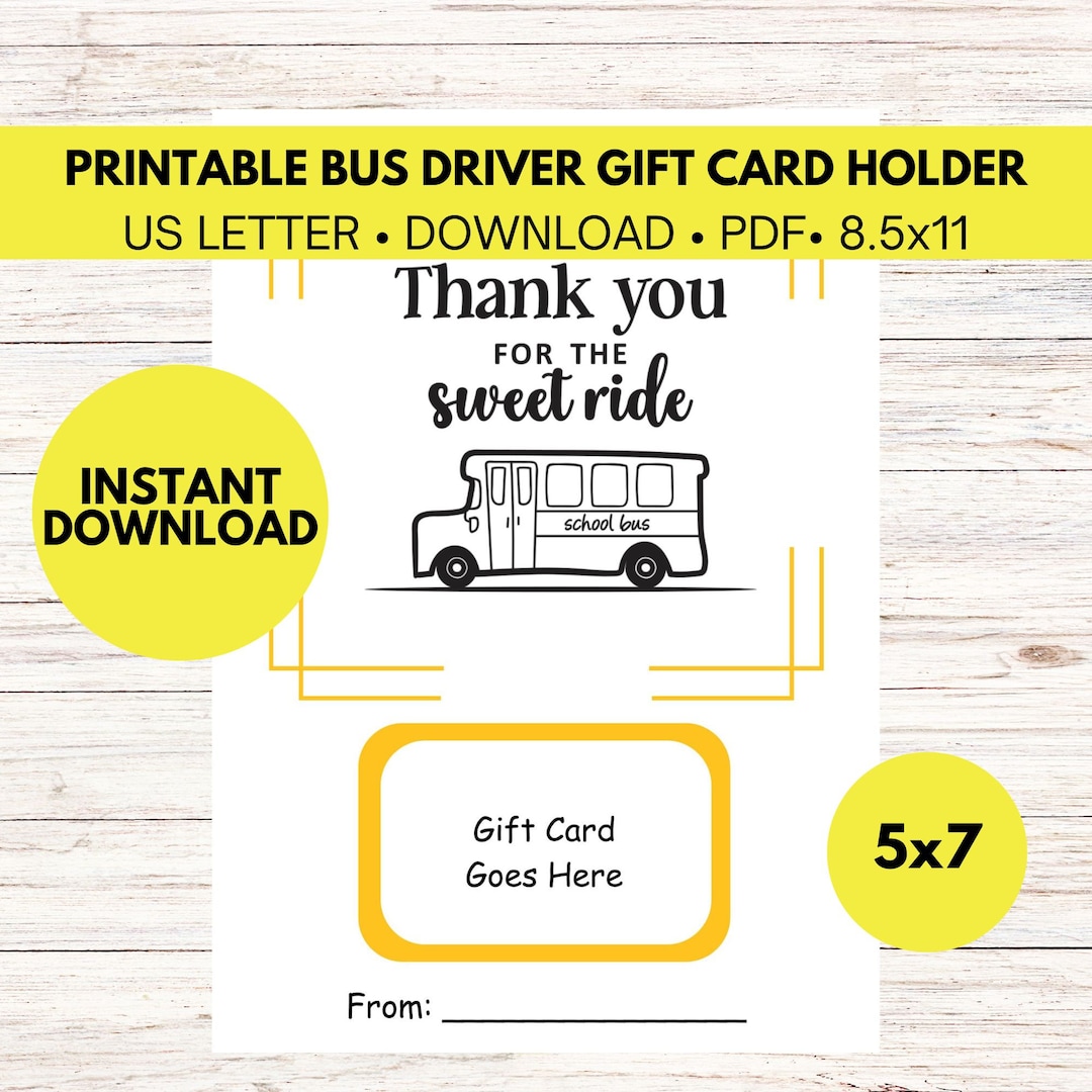 Bus Driver Gift, End of School Year Gift, Bus Driver Gift Card Holder ...
