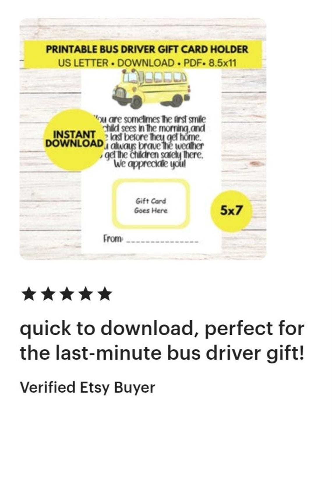Bus Driver Appreciation Gift, Bus Driver Thank You Card, Bus Driver ...