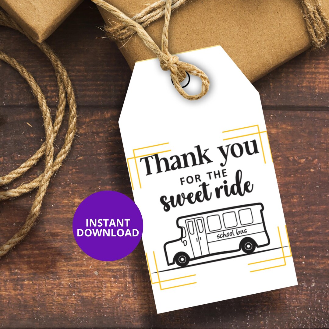 Bus Driver Appreciation Gift Tags, Bus Driver Thank You Card, Bus ...