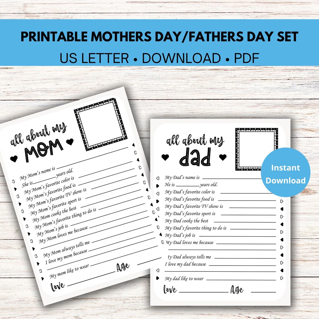 All About My Dad, Fathers Day Printable, Meaningful Dad Gift, Fathers ...