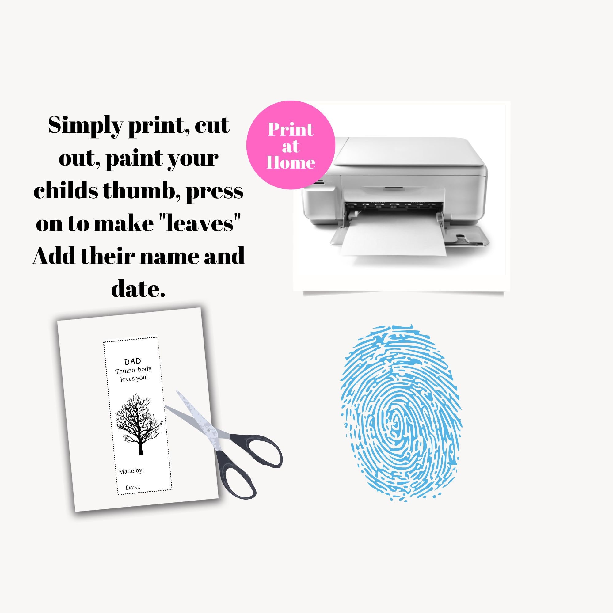 Printable Bookmarks for Dad, Handprint Art, Thumbprint Tree Bookmark ...