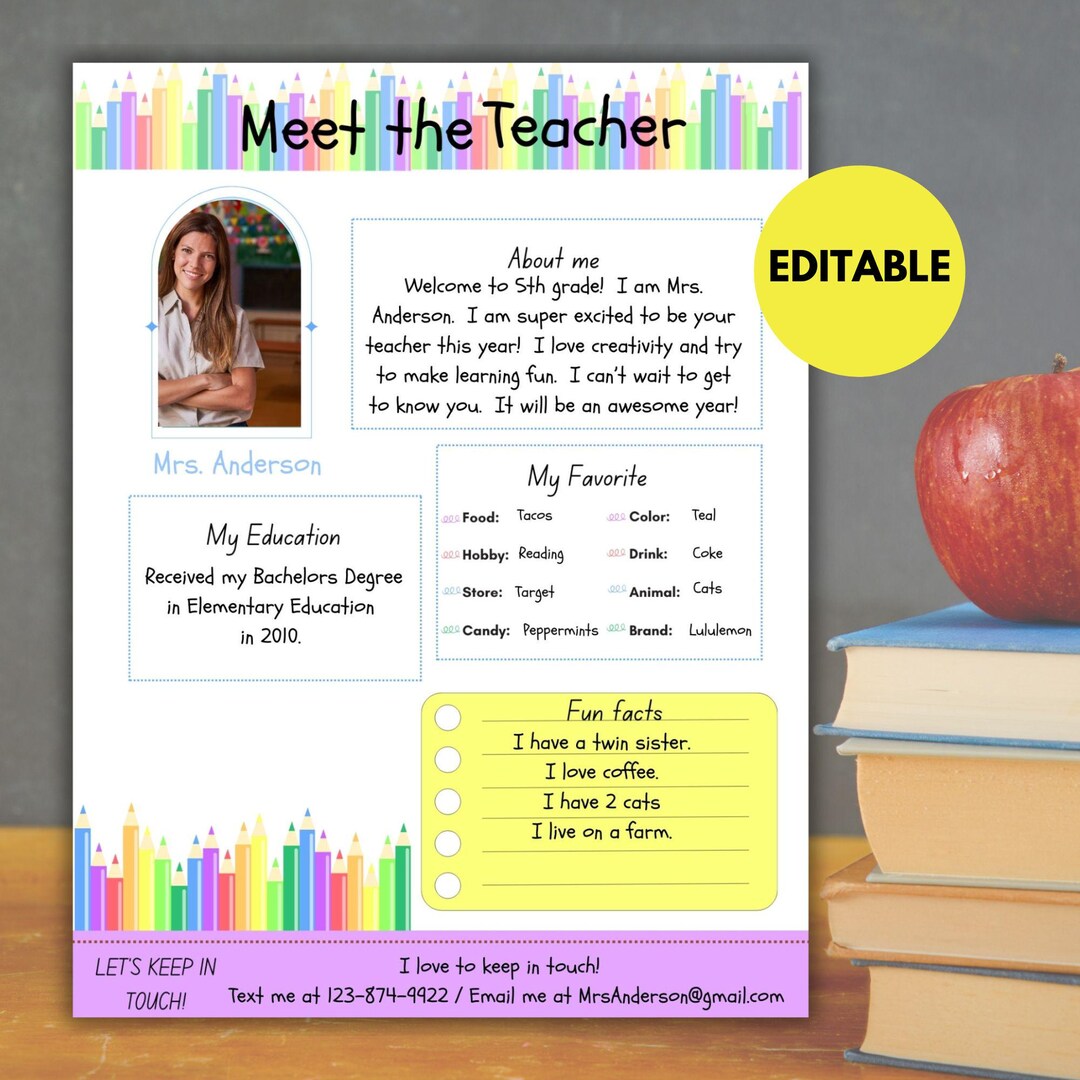 Editable Get to Know Your Teacher, Meet the Teacher Template, First Day ...