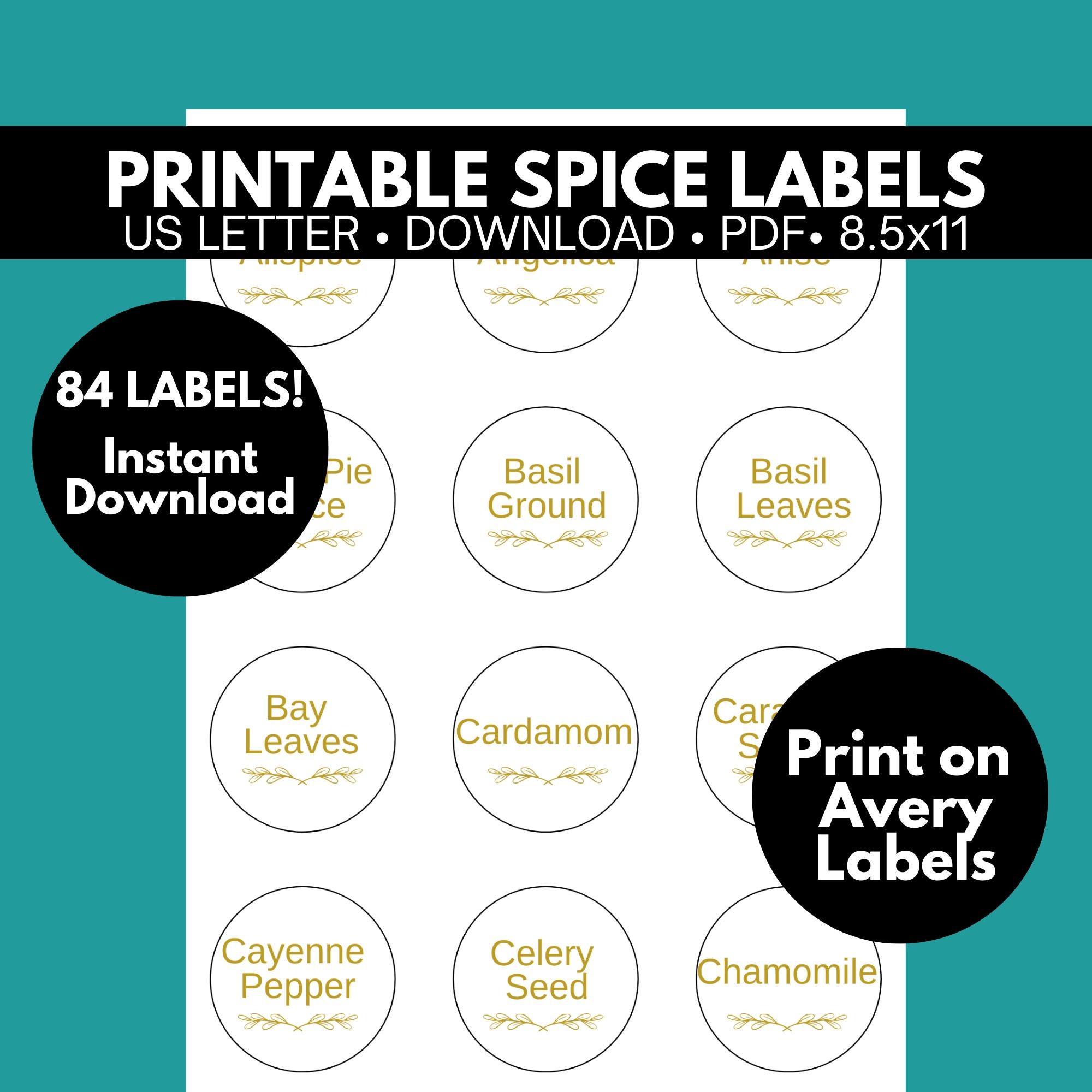 Spice Jar Labels Printable, Printable Pantry Labels, Seasoning Labels ...
