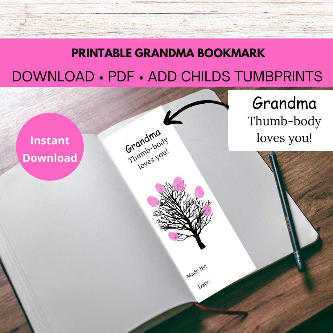 New Grandma Gift for Mothers Day, Printable Bookmarks, Custom Bookmark ...