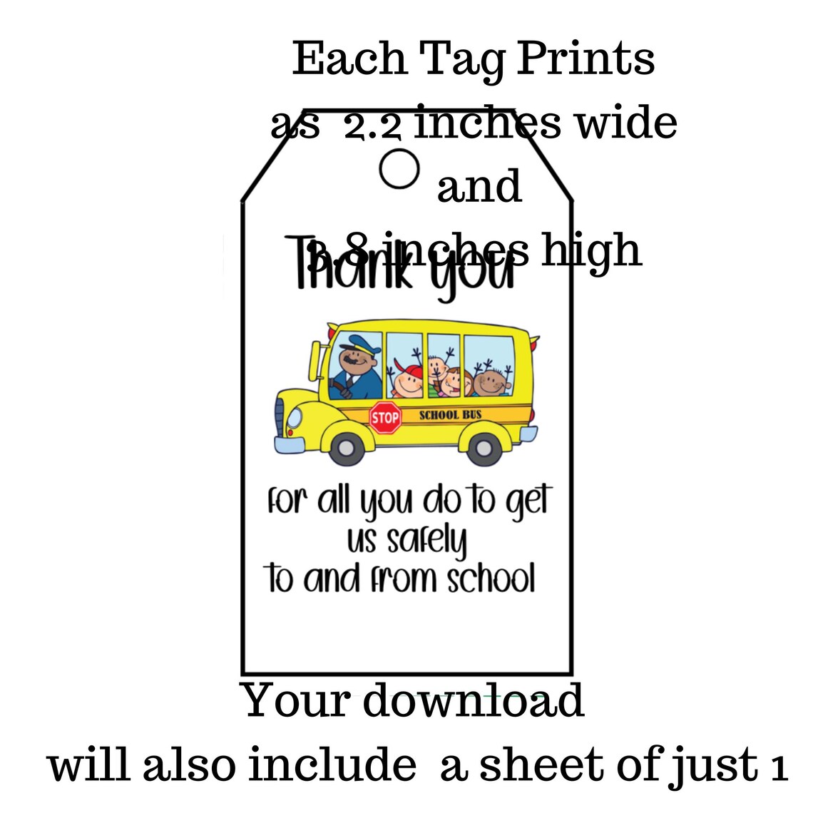 Bus Driver Gift Tags, End of School Year Gift, School Bus Driver ...