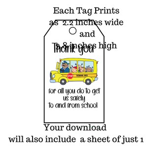 Bus Driver Gift Tags, End of School Year Gift, School Bus Driver ...