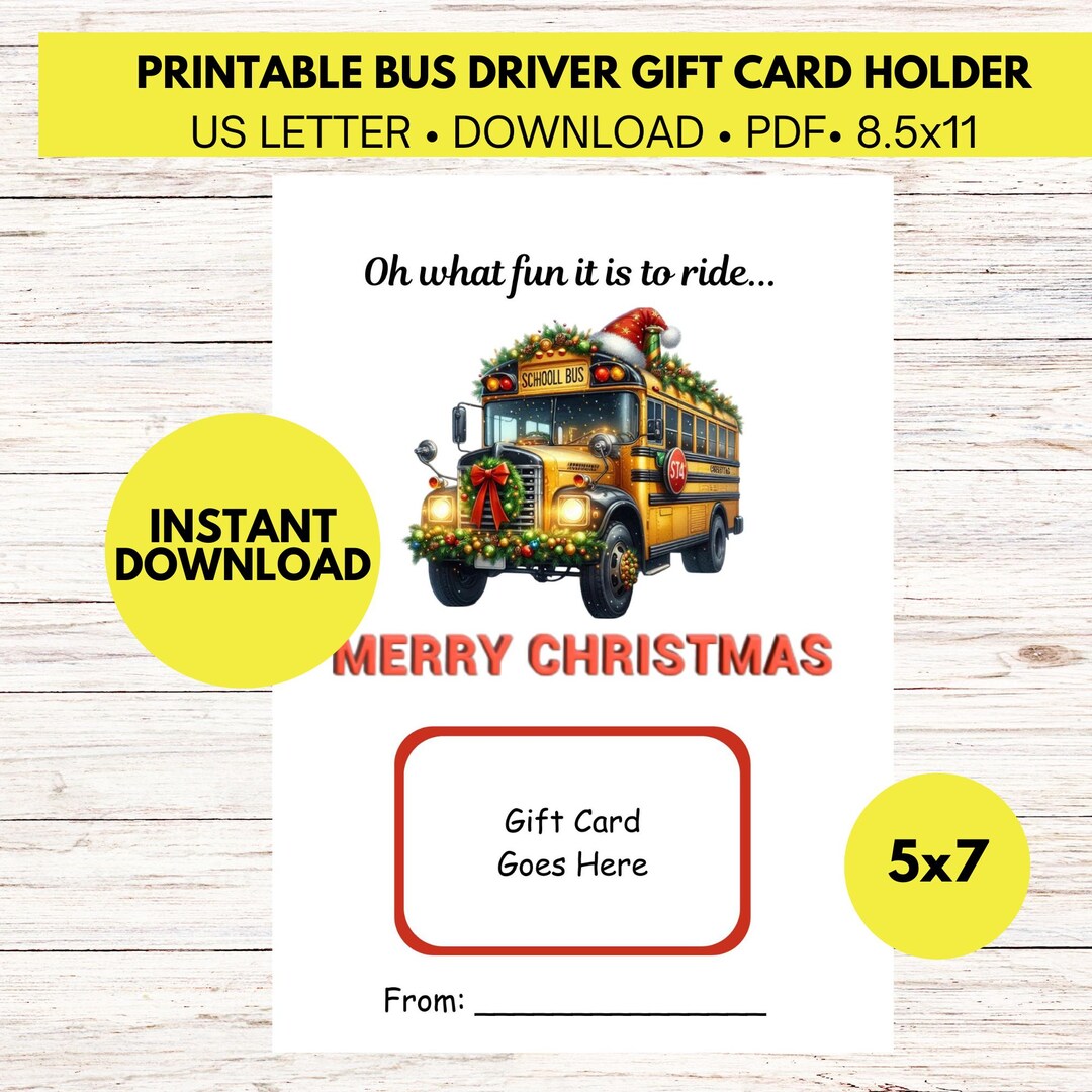 School Bus Driver Printable for Christmas, Bus Driver Appreciation Gift ...