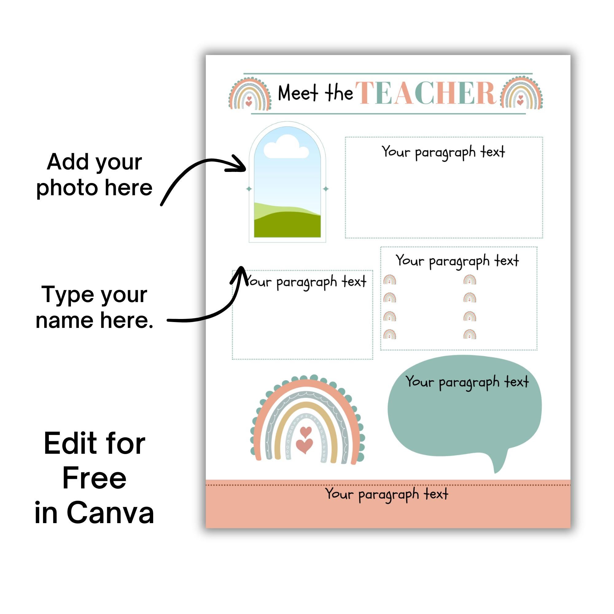 Meet the Teacher Canva Template, All About My Teacher Printable, Get to ...