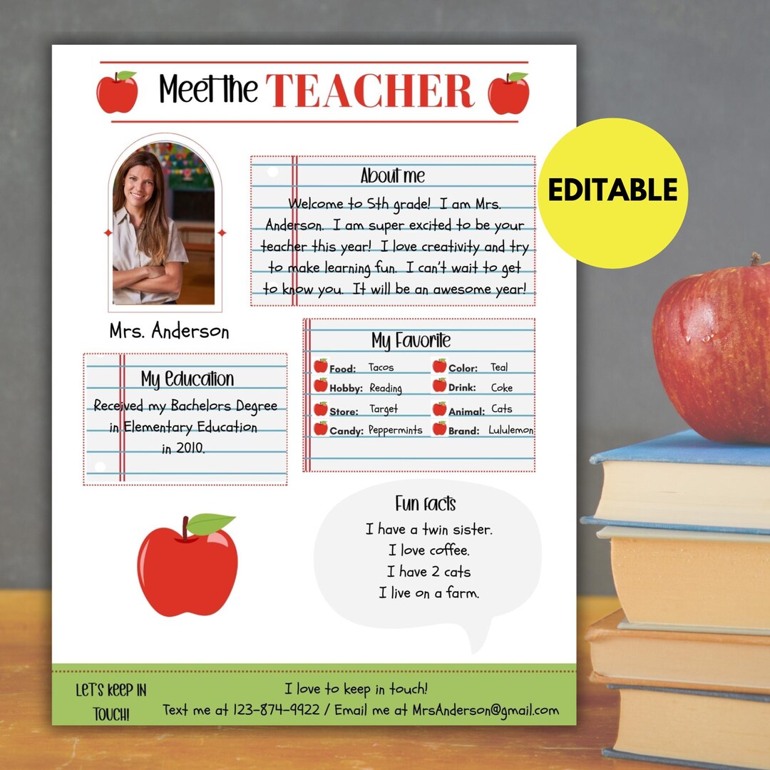 Meet the Teacher Canva Template, All About My Teacher Printable, Get to ...